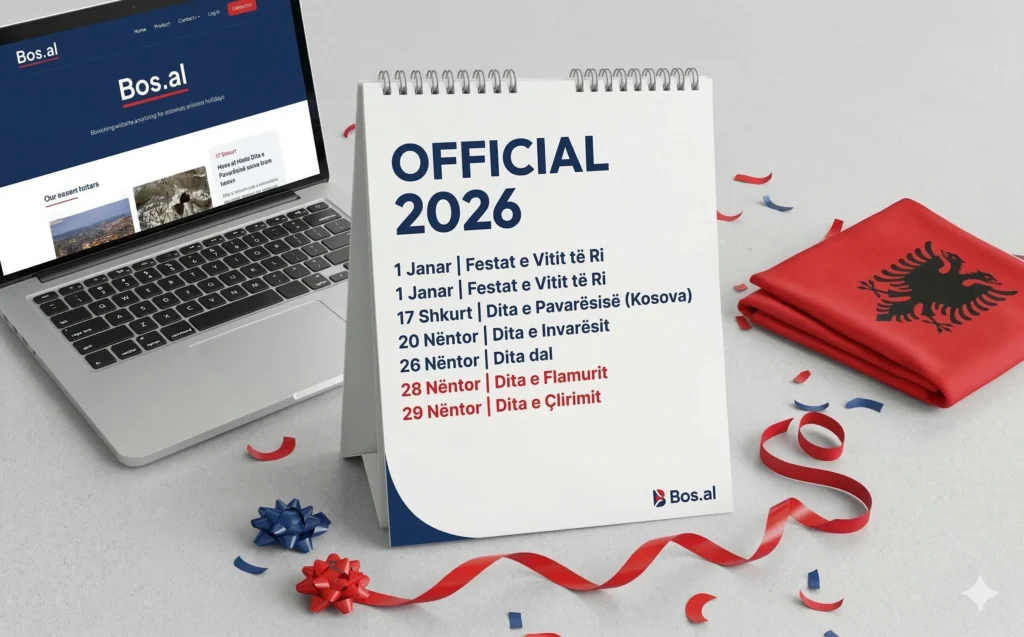 Festat Zyrtare 2026 — Kalendari i Plotë i Pushimeve - BOS.al